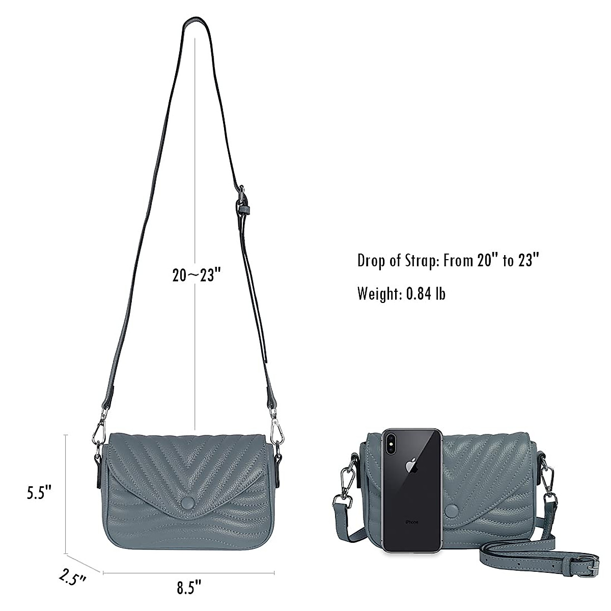 PAPARAZZI Small Quilted Crossbody Bags for Women Genuine Leather Messenger Bag Designer Purses and Handbags, Blue