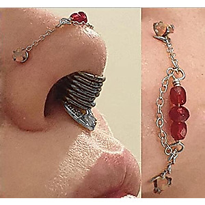 PunkTracker 16Pcs 20G Opal Nose Rings Surgical Steel Nose Studs for Women Nose Rings Studs with Chains Hypoallergenic Nose Piercing Jewelry