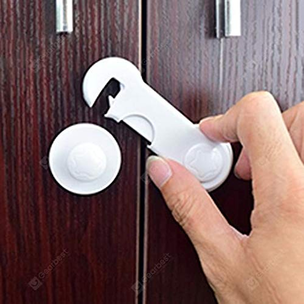 (2-Pack) Cabinet Locks, Adhesive Babyproof Multi-Purpose Latches/Tough Plastic Locks for Refrigerators, Cabinets, Drawers, Dishwasher, Keeps Cabinets Closed, Child Safety by KinderGard