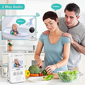 JouSecu Baby Monitor with Camera and Audio 2.4inch LCD, 2-Way Talk, Night Vision, Eco Mode, 1000ft Range, Feeding Alarm （Up to 4 Cameras）