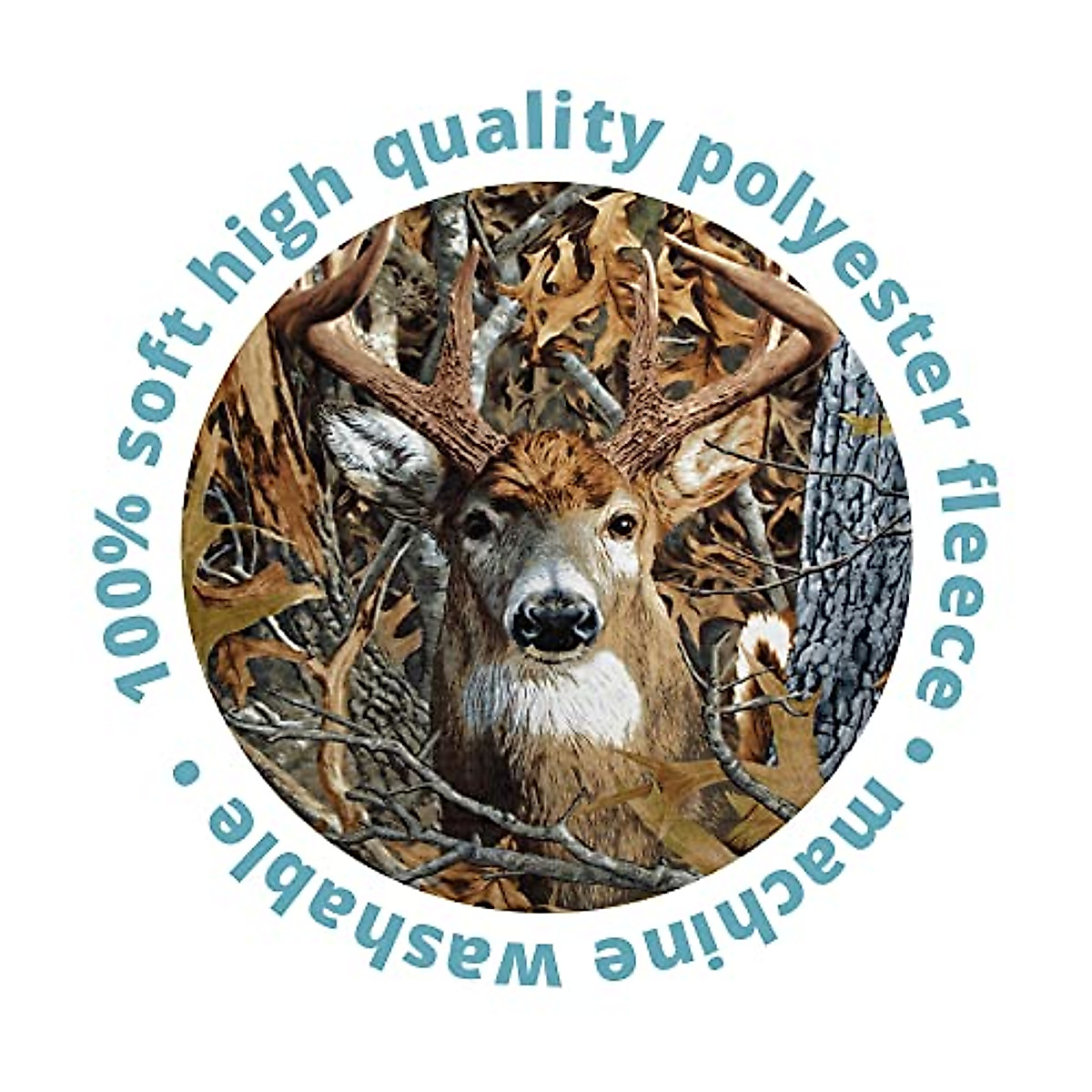 Dawhud Direct Camo Buck Deer Fleece Blanket for Bed, 75" x 90", Queen Size Woodland Fleece Throw Blanket for Men, Women and Kids - Super Soft Plush Deer Blanket Throw, Queen Size Blanket