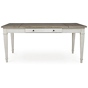 Signature Design by Ashley Skempton Farmhouse Rectangular Dining Room Table with Storage, White & Light Brown