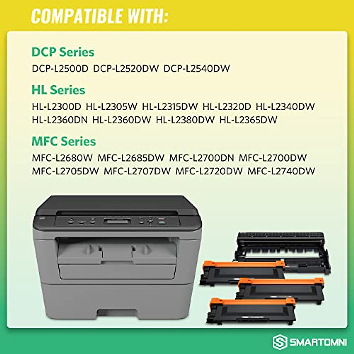 S SMARTOMNI DR630 DR-630 Compatible Toner Cartridge Replacement for Brother TN660 TN630 use for Brother DCP-L2500D L2305W HL-L2300D L2360DN MFC-L2680W L2705DW L2740DW(1 Drum with 3 Toner)