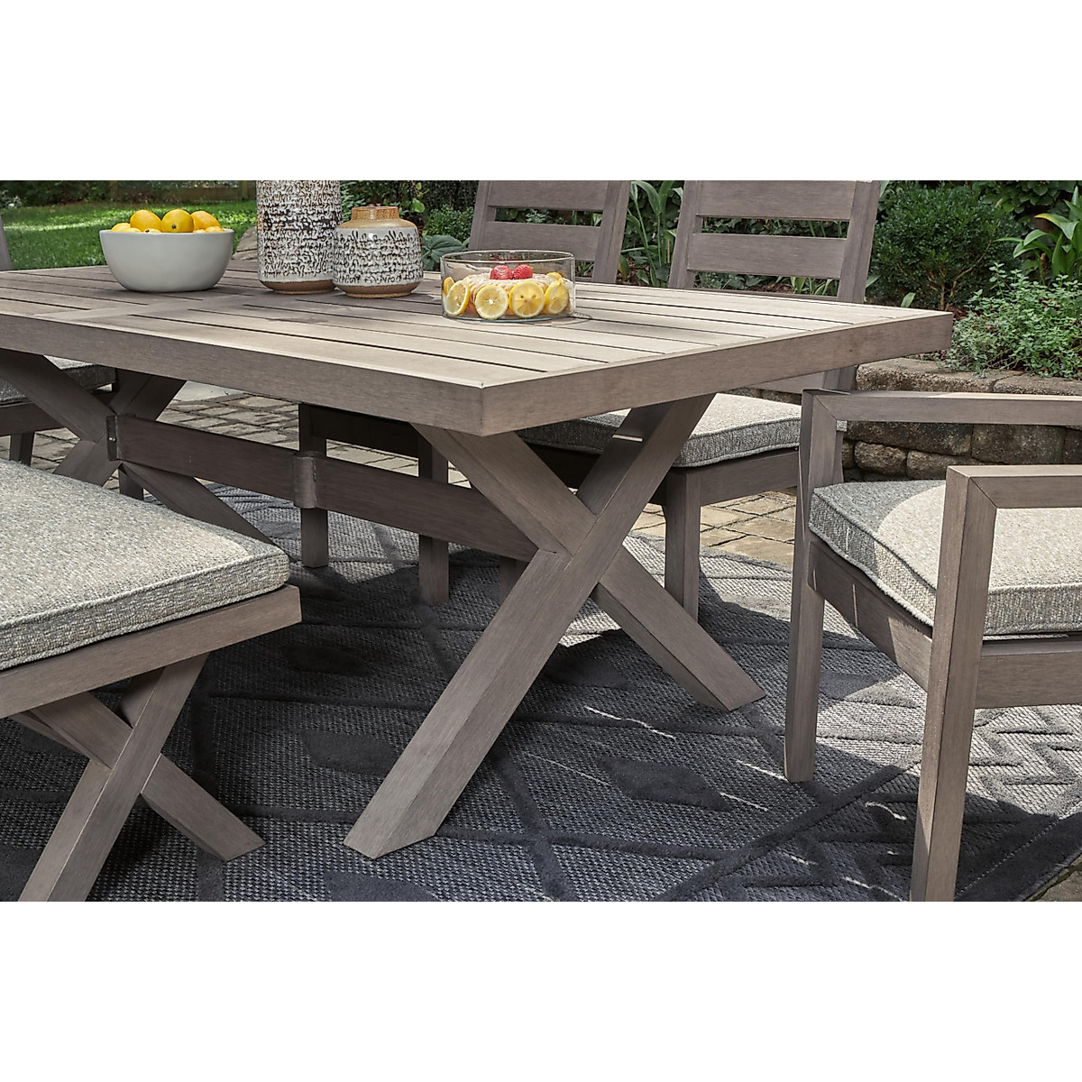 Signiture Design by Ashley Hillside Barn Outdoor Dining Table, 84" W x 42" D x 29" H, Dark Brown