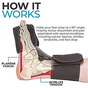 BraceAbility Dorsal Night Splint | Plantar Fasciitis Pain Relief, Foot Drop Brace for Sleeping, and Achilles Tendon Stretcher Boot for Nighttime Ankle Dorsiflexion (S/M)