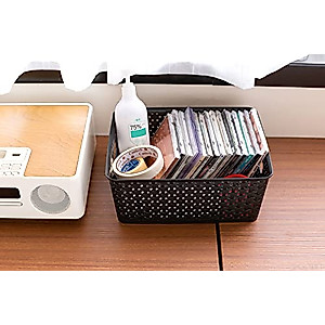 Aebeky Plastic Storage Basket,Medium Weave Basket Organizer,4-Pack (Black)