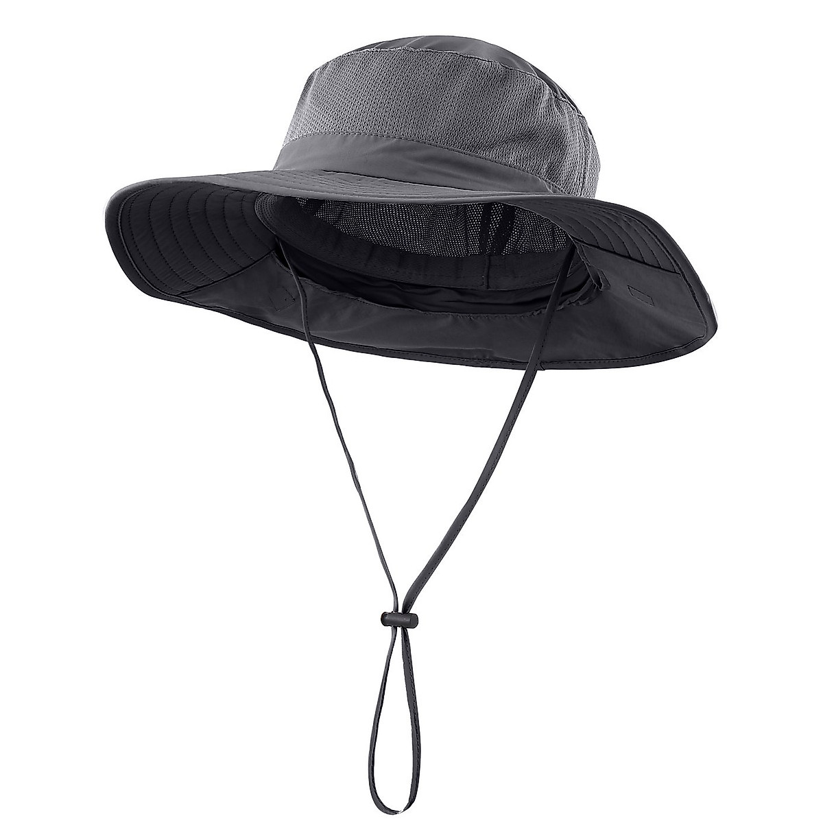 Home Prefer Outdoor UPF50+ Mesh Sun Hat Wide Brim Fishing Hat with Neck Flap (Dark Gray)