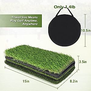 Foldable Golf Hitting Mat + Training Net, Portable Tri-Turf Mat & Golf Chipping Net Set for Swing Optimal Practice - Heavy Duty Folding Tri-Turf Golf Mat Indoor/Outdoor Pad
