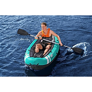 Bestway Hydroforce Ventura Kayak 1 Person Set, Inflatable Boat Set with Hand Pump, Paddle and Storage Bag, Multiple Styles, Light Blue