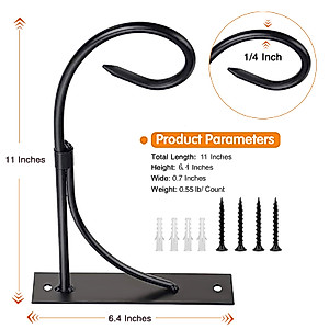 Plant Hanging Brackets, 2 Pcs 11 Inch Iron Hanging Basket Bracket Durable Weather-Resistant Outdoor Plant Hooks for Hanging Plant Lantern Windchime Birdhouse Metal Sign Fruit Bracket, Screw Included