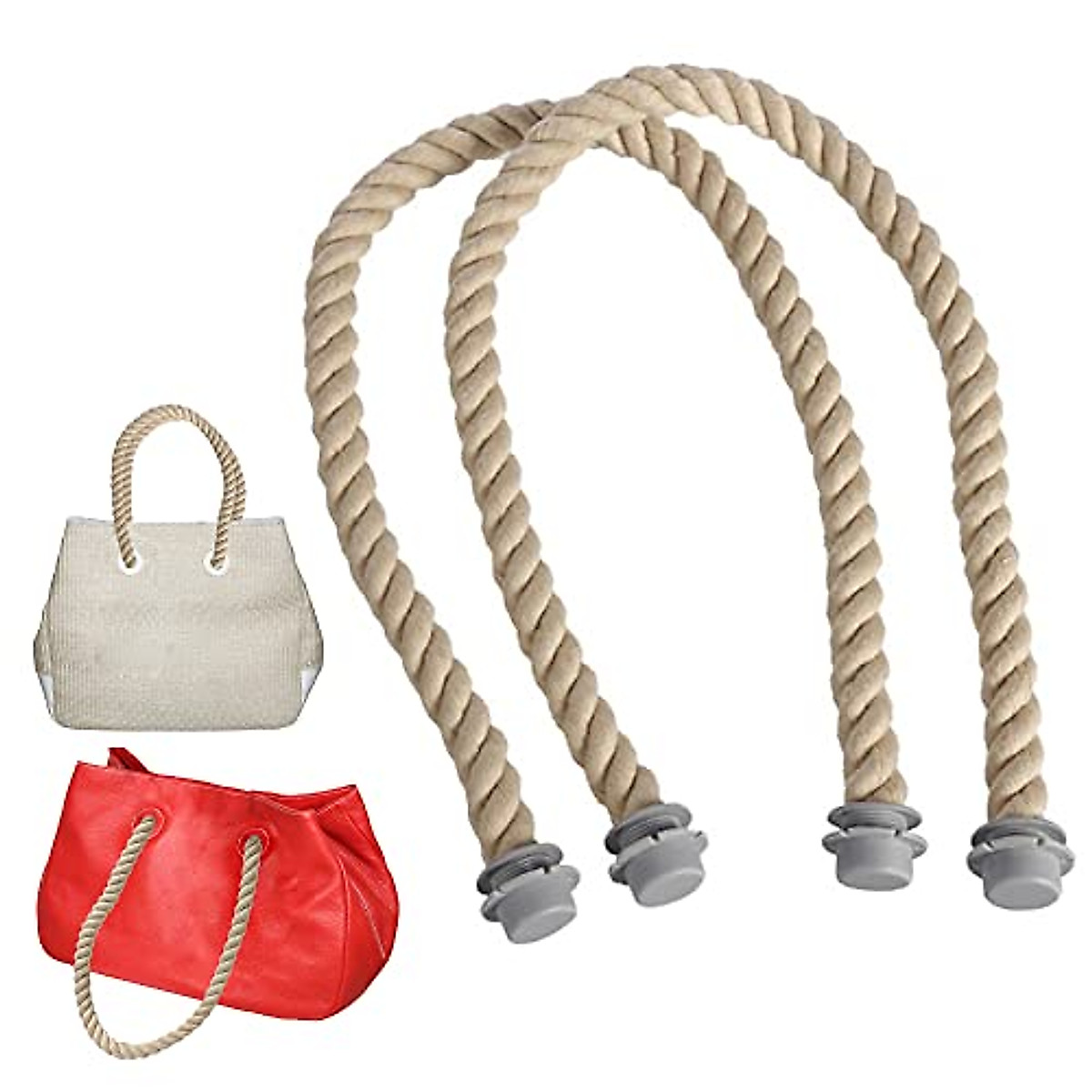 FVVMEED 25 Inch Obag Rope Handle with Canvas Insert Handbag Strap Bag Braided Band Repair Replacements for Obag Bag Female Handbag Shoulder Bag Canvas Tote Purse Practical Accessories (Beige)