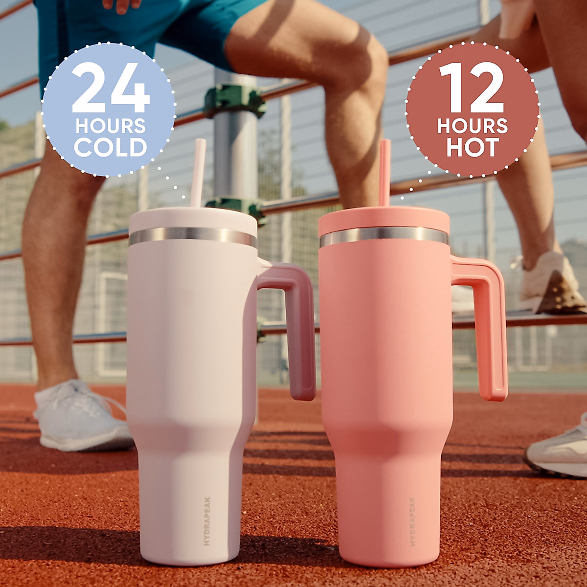 Hydrapeak Voyager 40 Oz Stainless Steel Tumbler with Handle, Insulated Water Bottle With Straw & Lid, Cupholder Friendly Reusable Travel Mug (Sage Leaf)