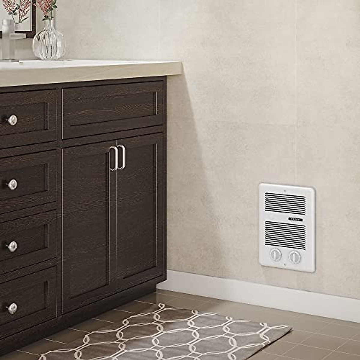 Cadet Com-Pak Bath Electric Wall Heater Complete Unit with Thermostat and Timer (Model: CBC103TW, Part: 65101), 3415 BTU, 240/120 Volt, 1000 Watt, White