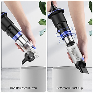 Zyrik Handheld Vacuum Cordless, Lightweight at 1.09 lbs with 15kpa Powerful Suction, Charging Dock, Single Touch Empty and Detachable Dust Cup Portable Hand Vac for Home Pet Hair Car Cleaning