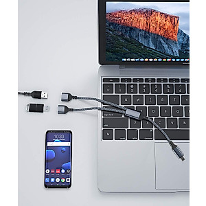 USB-C OTG Splitter Y Cable 1M,Type C to Dual USB 2.0 Adapter,C Male to Double Female Converter Split 2 in 1 Cord for MacBook,iPad 10 Mini 6 Air 4 5,iPhone 16 15,Galaxy S24 S23 21 20 Z Flip Fold Tab S8