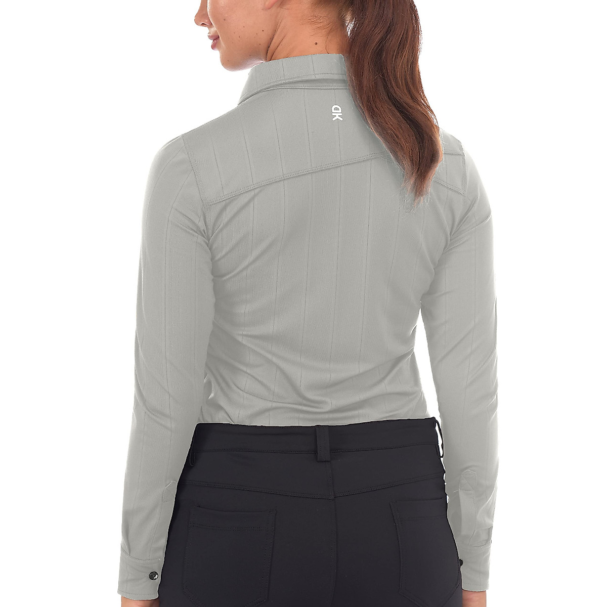 Little Donkey Andy Women's Ultra-Stretch Quick Dry Lightweight Golf Polo Shirts Long Sleeve Moisture Wicking Top UPF50+ Work Tennis Sports, Aqua Gray M