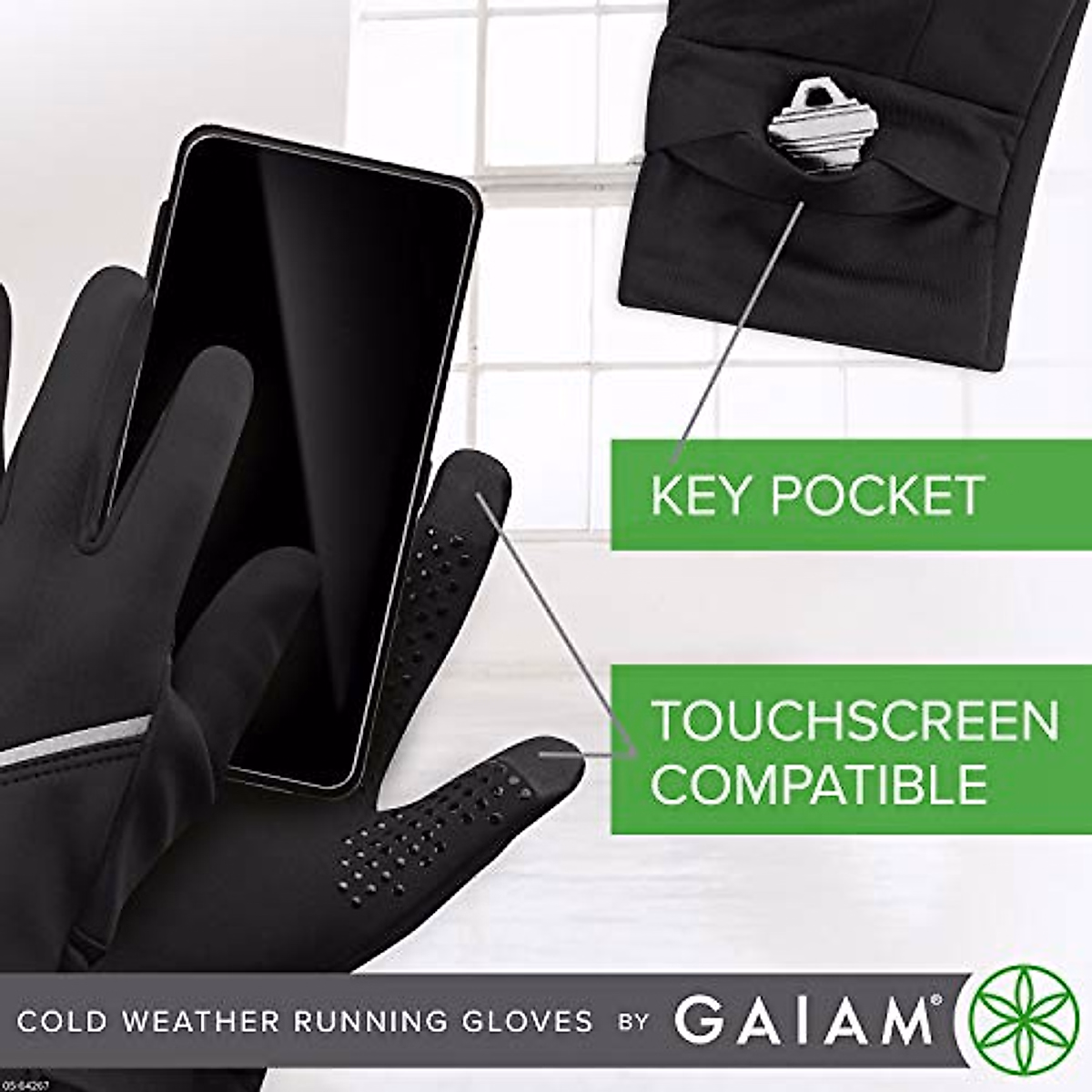 Gaiam Running Gloves Womens Cold Weather Touchscreen Compatible - Warm Winter Running Gear for Women - Walking, Running, Hiking, Biking/Cycling, Workout, Exercise/Fitness (S/M)