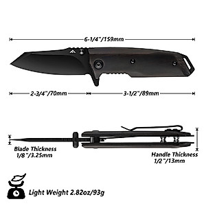 FLISSA Survival Hunting Knife with Sheath Pocket Folding Knife, 2-3/4" D2 Steel Blade