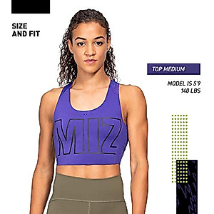 Mizuno Longline Sports Bra by x Ronda Rousey, Aero Crop Bra, Workout Tops for Women, Deep Blue, Medium