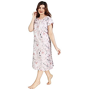 NY Threads Hospital Gown, Soft and Stylish Patient Gown (Small-Medium, White Rose - Pink)