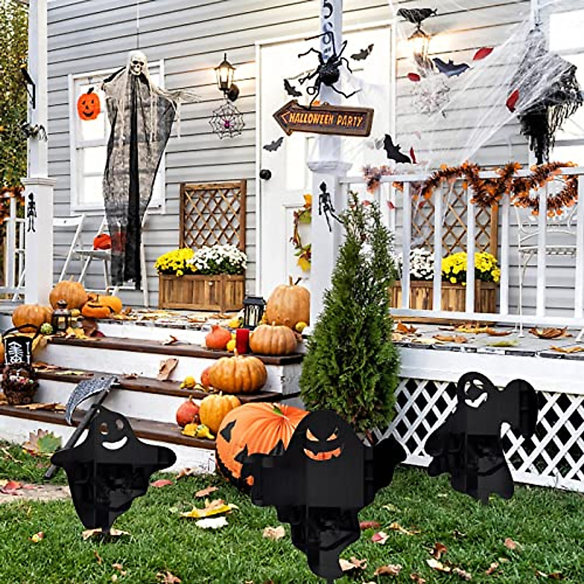 Halloween Yard Sign Decorations Outdoor Ghost Garden Stakes Decorative Yard Signs Stakes Decor Yard Halloween Yard Art Props Scary Holiday Home Patio Party Supplies