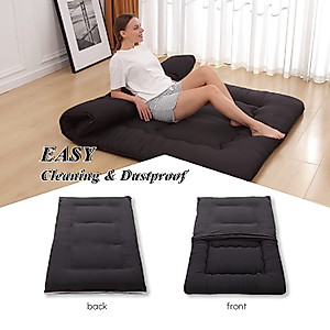 XICIKIN Japanese Floor Mattress, Japanese Futon Mattress Tatami Mat with Washable Cover, Easy to Store and Portable for Camping,(Black, Full)