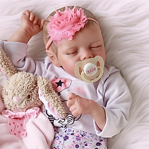 Lifelike Reborn Baby Dolls Twinnie - Girl 17-Inch - Soft Body Realistic-Newborn Baby Dolls Full Vinyl Body Poseable Baby Girl with Feeding Kit Gift Box for Kids Age 3+