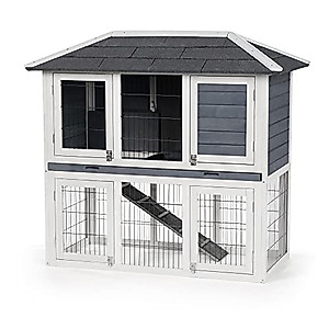 Prevue Pet Products 4601 Duplex Rabbit Hutch, Gray/White