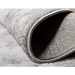 Unique Loom Sofia Collection Area Rug - Larvotto (6' 1" Square, Dark Gray/ Ivory)