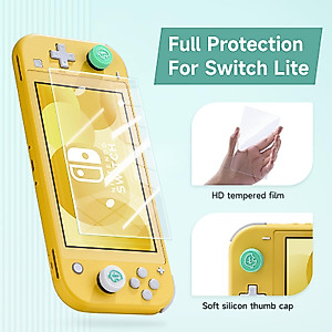 JINGDU Carrying Case Compatible with Nintendo Switch Lite, Hard Portable Protective Case, Storage Bag Accessories Include Screen Protector & Thumb Grips & Wrist Strap, Animal Crossing Leaf