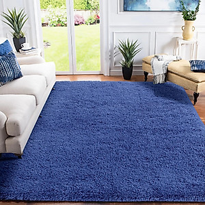 XSIVOD Blue Shaggy Rugs for Bedroom Living Room Carpet, Ultra Soft Plush Fluffy Area Rug Furry Bedside Carpet for Boys Teens Room Decor, Indoor Carpets Fuzzy Floor Rug for Dorm Playroom, 3x5 Feet