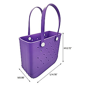 Beach Bag, Waterproof Open Tote Bag, Easy To Clean EVA Beach Bag With Holes for the Beach Boat Pool Sports Shopping (Purple) Large