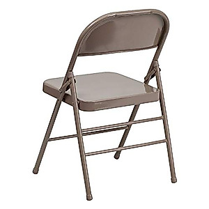 Flash Furniture 2 Pack HERCULES Series Triple Braced & Double Hinged Beige Metal Folding Chair