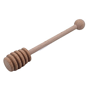 Ellylian Wood Honey Dipper Stick Head Spiral Honey Spoon Jar Honey Dispensing Stirring Rod Honey Dipper