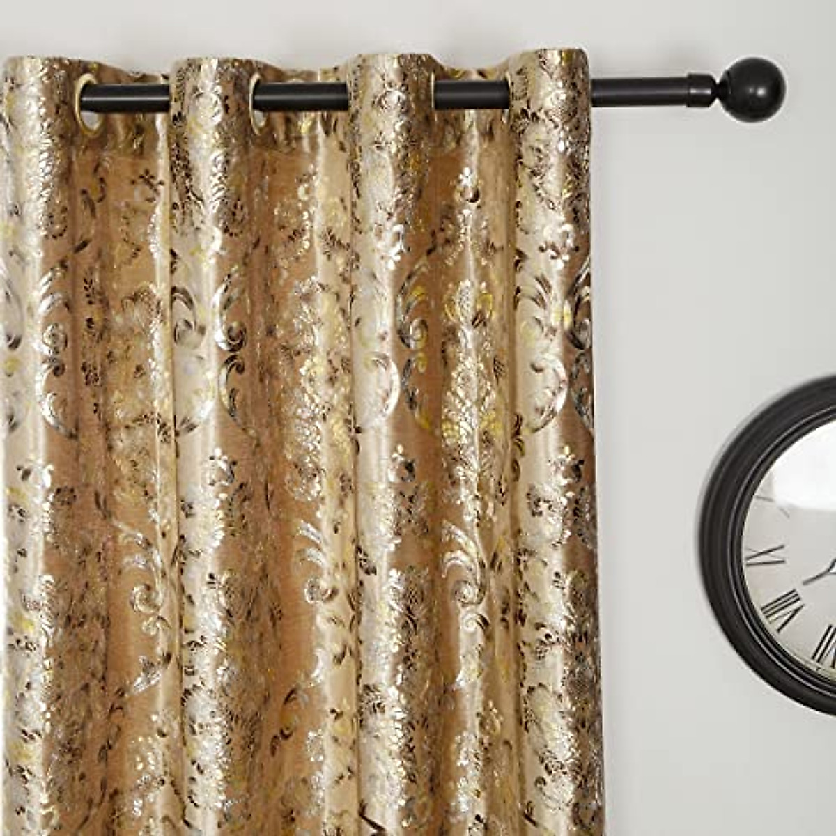 MYRU 1 Panel European Style Velvet Gold Curtains Room Darkening Luxury Curtains for Villa (1 x 54x96 Inch)