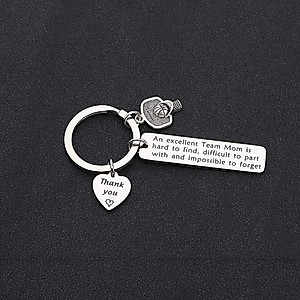 POTIY Team Mom Jewelry Team Gift Basketball Keychain An Excellent Team Mom is Hard to Find Basketball Jewelry Thank You Gift for Coach Leader Mom (Basketball Keychain-1)