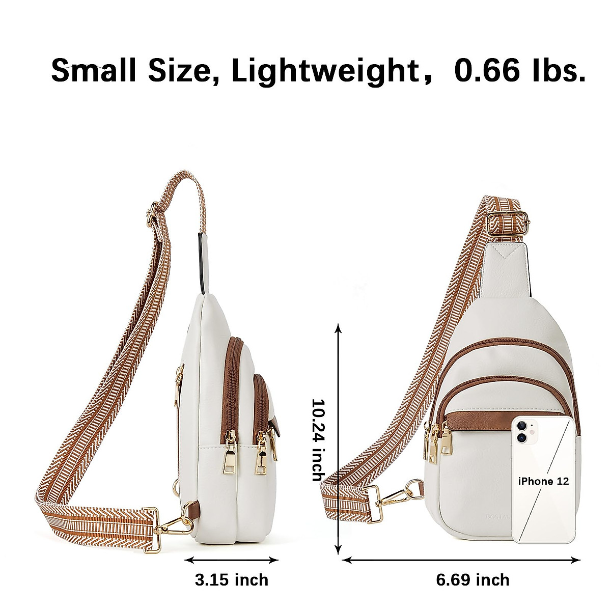 BOSTANTEN Small Sling Bag for Women Leather Crossbody Bags Fanny Pack Chest Bag for Travel, Beige