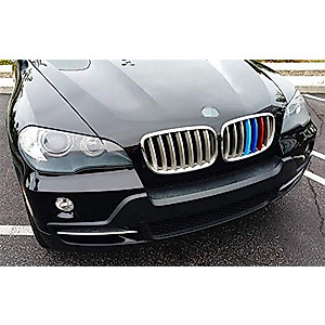 iJDMTOY Exact Fit ///M-Colored Grille Insert Trims Compatible With 2007-2013 BMW E70 X5, 2008-2012 E71 X6 Center Kidney Grill