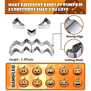 21 Pack Pumpkin Carving Kit, DIY Pumpkin Carving Tools with 6 Lights, Stainless Steel Pumpkin Stencils, Halloween Professional Pumpkin Carving Kit for Adult, Pumpkin Carving Set Gifts for kids