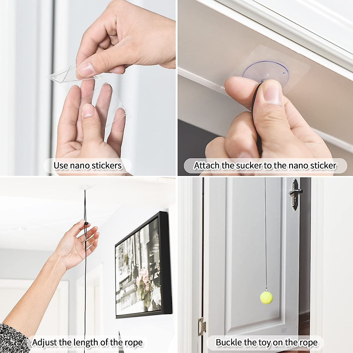 CZPET Puppy Toys 6PCS Set Puppy Chase Toys Pet Automatic Elastic Hanging Rope Door Interactive Energy Jump Exercise Toys Tennis Ball Knot Ring Chew Busy Dog Puppy Toys