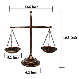 Owlgift Vintage Style Metal Libra Jewelry Display Tray Cosmetic Organizer Storage, Lawyer Scale of Justice, Farmhouse Candleholder - Bronze, 12.6" W x 16.5" H