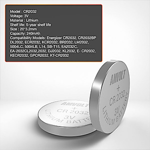 AmVolt 15 Pack CR2032 Batteries - [Extended Life] Airtag Battery 220mAh 3 Volt Lithium Replacement Airbag 3v C2032 Watch Battery Coin Round Button Cell - Key FOB - Child Resistant | 5 Year Guarantee