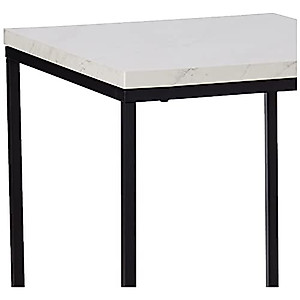 Walker Edison Modern Open Square Wood Side End Accent Table Living Room Storage Small End Table, 16 Inch, Marble