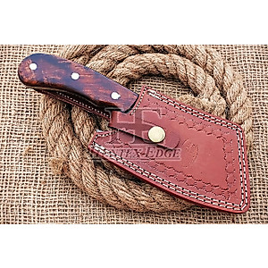 HUNTEX Handmade Hand-Forged Twist Pattern Damascus Steel 9 Inch Long Full Tang Walnut Wood Handle Razor Sharp Hunting Camping Cleaver Knife w/Genuine Leather Sheath