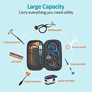 Travel Carrying Case Bag for ADC/Omron/MDF Stethoscope & Nurse Accessories Extra Room with Mesh (Purple)