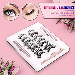 Magnetic Eyelashes With Magnetic Eyeliner,2022 Upgraded Reusable 3D Magnetic Eyelashes And Eyeliner Kit,Fluffy Eyelashes Magnetic with 2 eyeliner,magnético pestaña,No Glue Needed.
