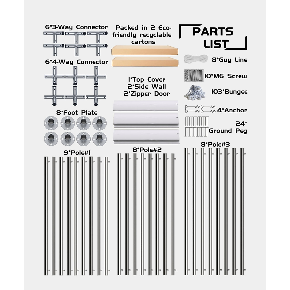 GAOMON 20'x13'x11' Carport Heavy Duty, 8 Reinforced Leg Poles & 14 mil PE Canopy, Outdoor Storage Shed with 4 Roll-up Doors and Ventilative Windows, Portable Garage for Pickup Truck, and Boat, White