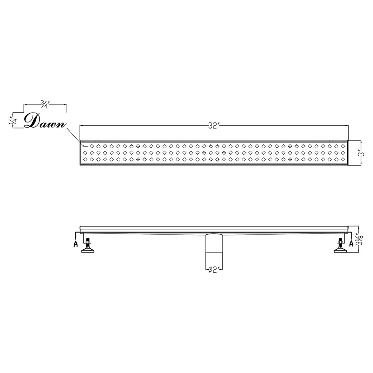 Dawn LMI240304 Mississippi River Series Linear Shower Drain, 24-Inch