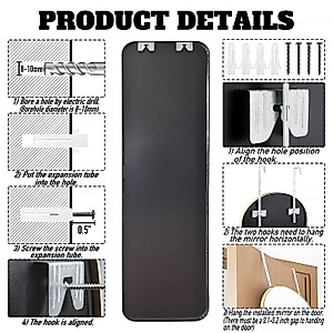 SCWF-GZ 47x14 Mirror Rectangle Full Body Length Door Hanging Wall Mounted Metal Frame Dressing Make-up Mirrors for Entryway Bedroom Bathroom Living Room 47 14 inch Black