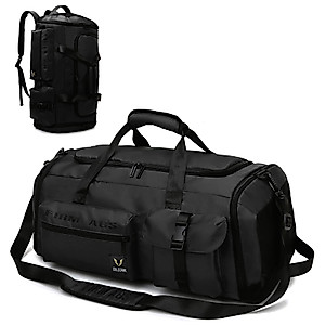 Eslcorri 65L Travel Duffle Bag for Women & Men - 3 in 1 Large Sports Gym Bag with Shoe and Wet Clothes Compartment Multipurpose Weekender Carry On Overnight Backpack for Swimming Yoga Camping -Black